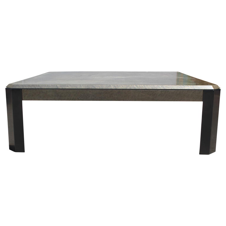 Modern Monumental Silver Grey Two-Tone Square Burl Coffee Table at ...