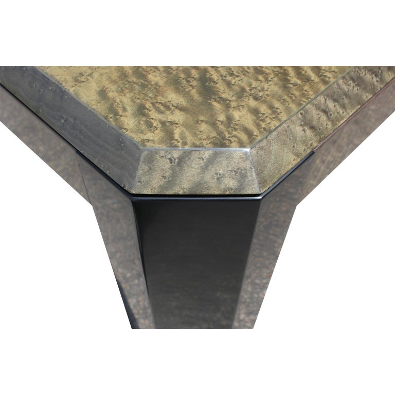 Modern Monumental Silver Grey Two-Tone Square Burl Coffee Table at ...