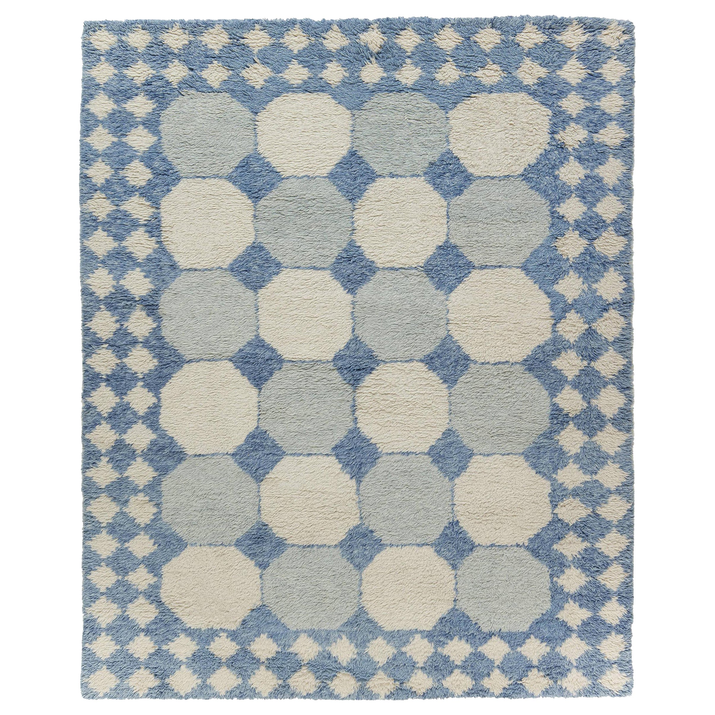 Modern Moroccan Striped Beige Blue Wool Rug by Doris Leslie Blau For ...