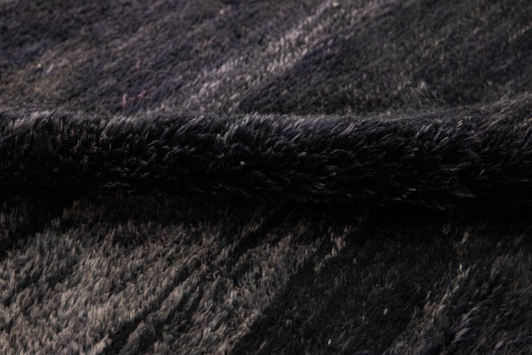 Modern Moroccan Handmade Charcoal Wool Rug with Abstract Design For ...