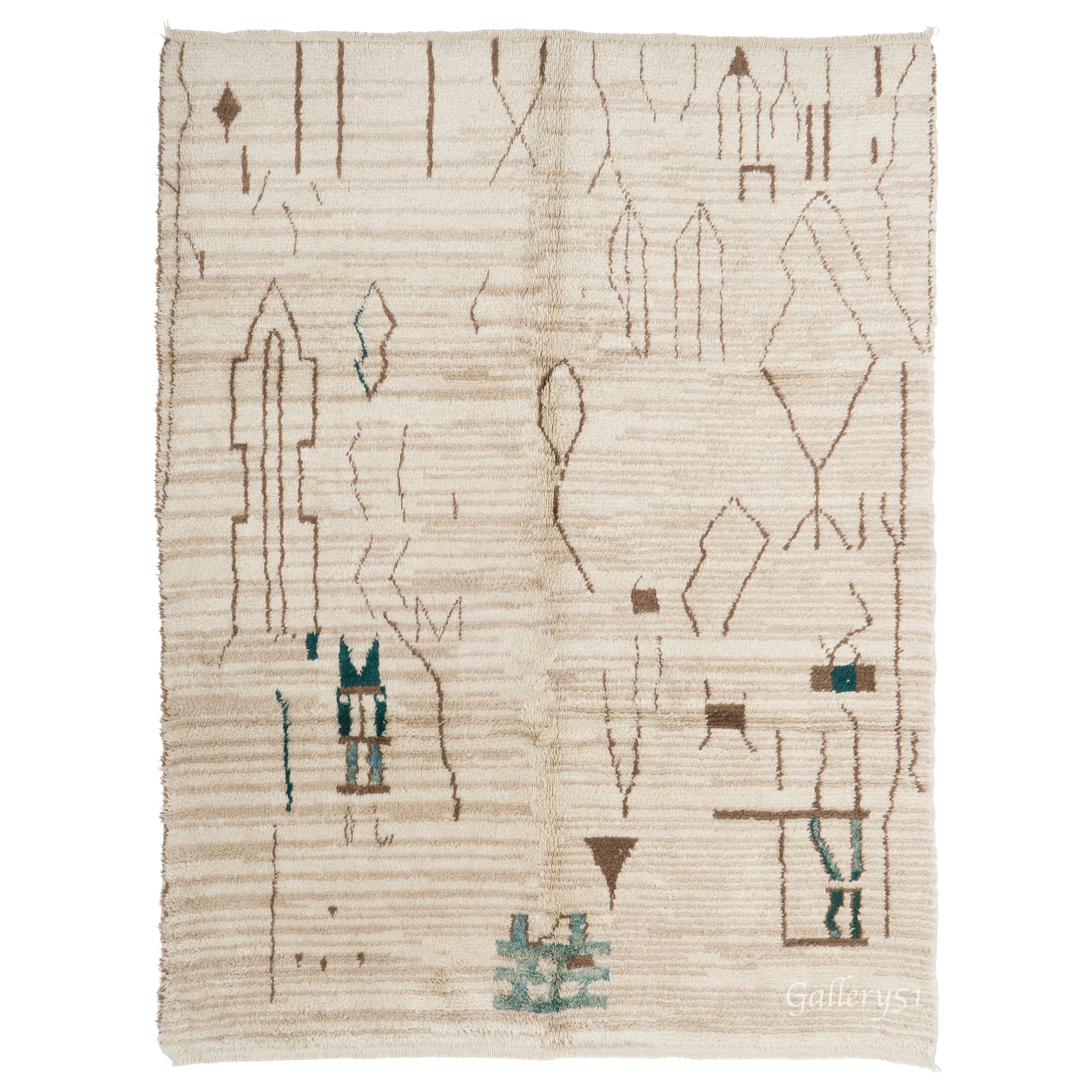 Modern Moroccan Berber Rug Made of Undyed Wool, Custom Options ...