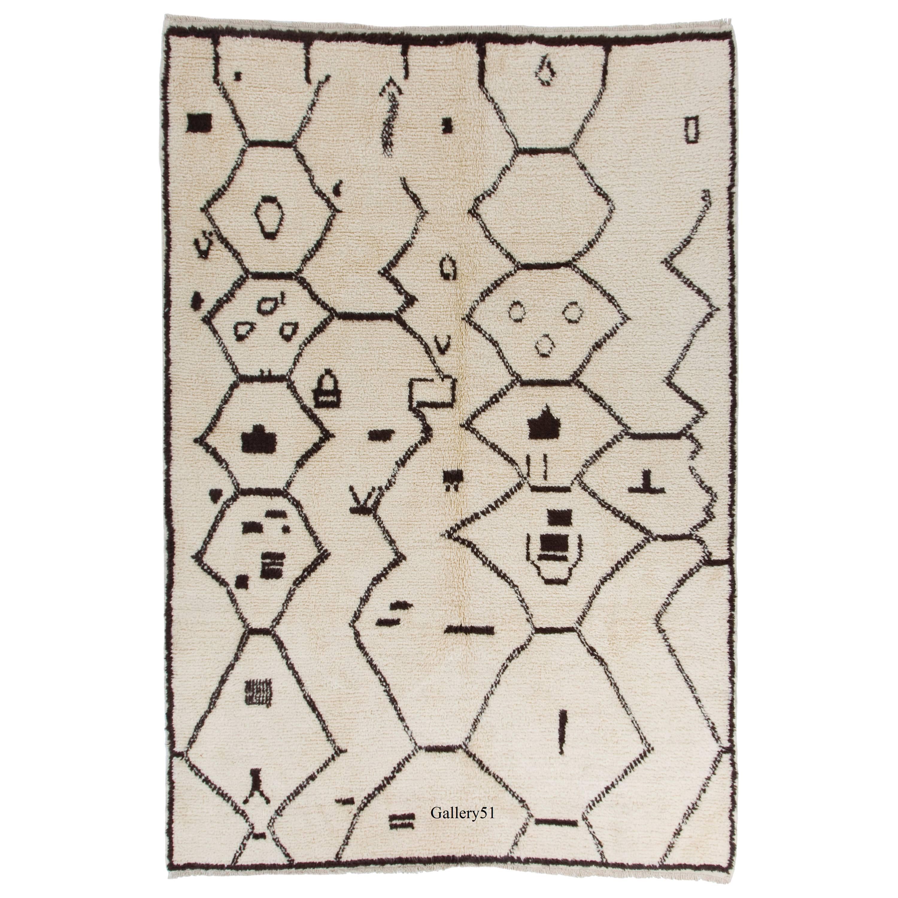 Modern Moroccan Berber Rug Made of Undyed Wool, Custom Options ...