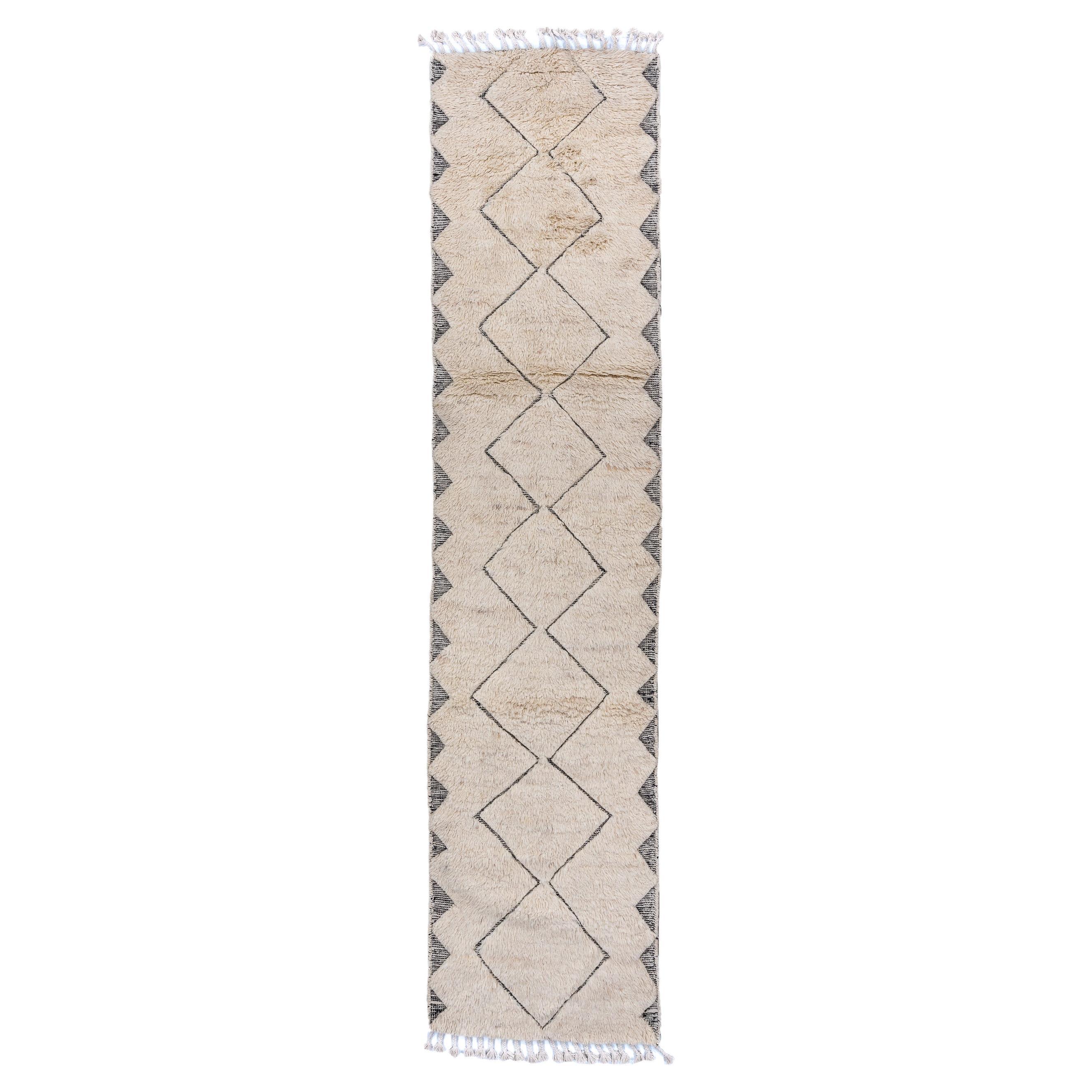 New and Modern Moroccan Design Rug Runner For Sale at 1stDibs