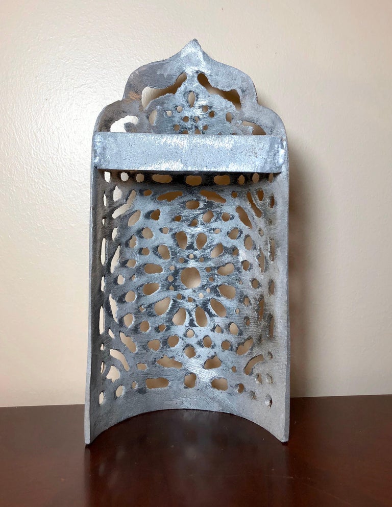 Modern Moroccan Silver Hand Forged Metal Sconce Light Cover, Boho Chic ...