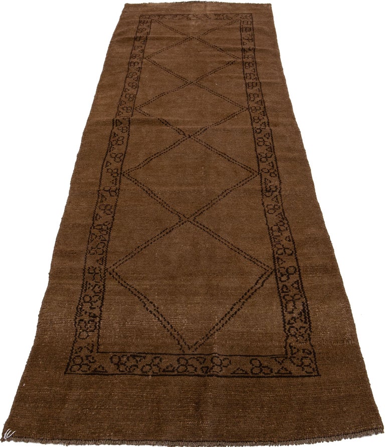 Modern Moroccan Style Brown Handmade Tribal Designed Wool Runner by ...