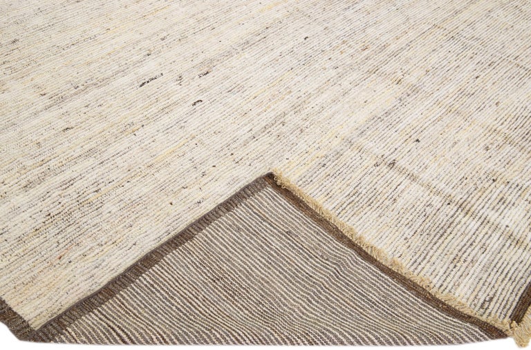 Modern Moroccan Style Handmade Beige Wool Rug with Subtle Design For ...