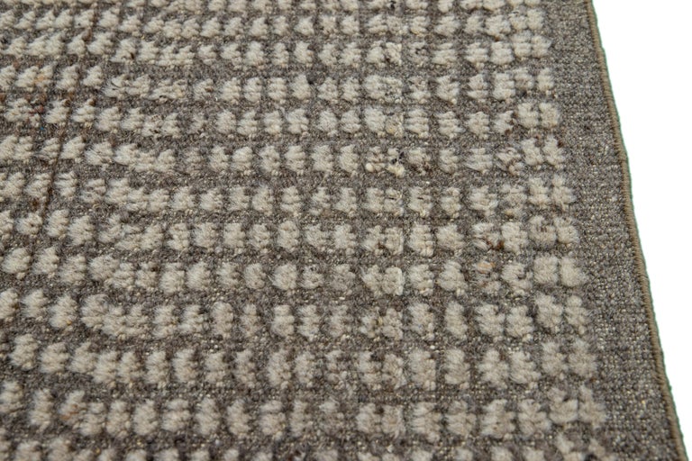 Modern Moroccan Style Handmade Brown Custom Wool Rug For Sale at 1stDibs
