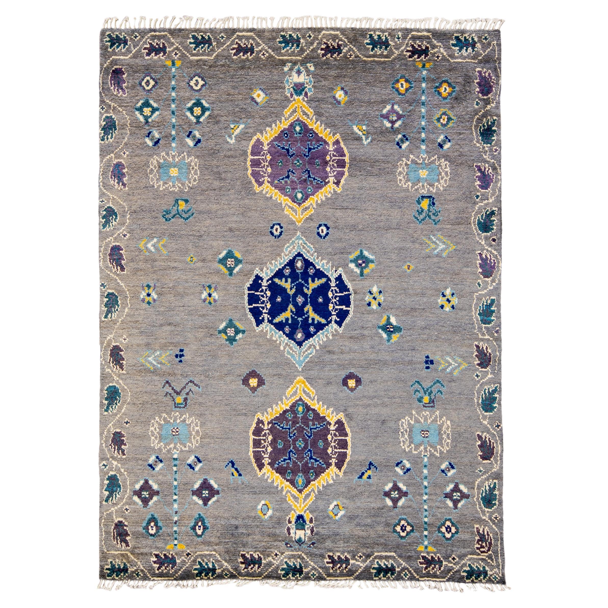 Modern Beige Moroccan Style Handmade Boho Designed Oversize Wool Rug ...