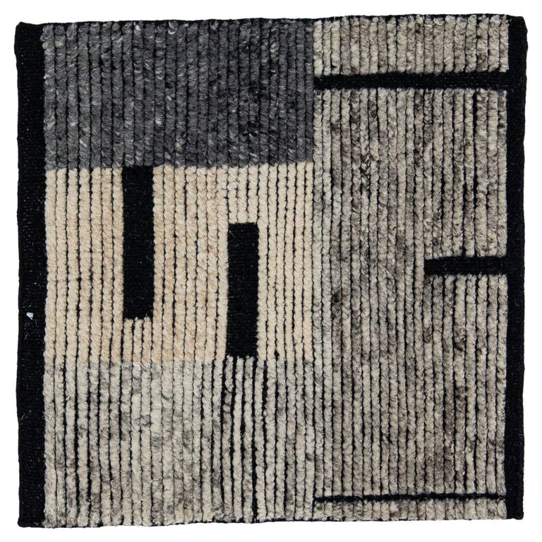 Modern Moroccan Style Handmade Gray/Black Custom Wool Rug For Sale at ...