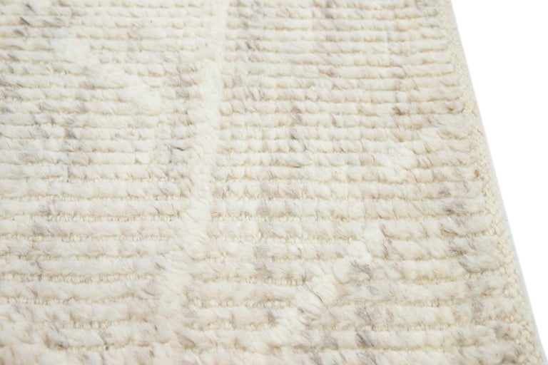 Modern Moroccan Style Handmade Ivory/Beige Custom Wool Rug For Sale at ...