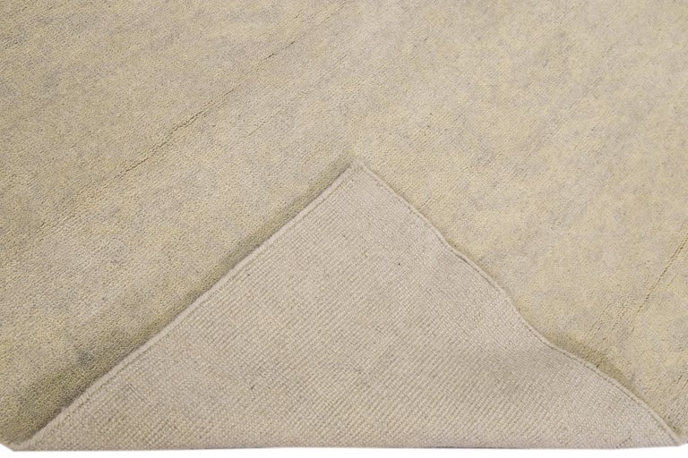 Modern Moroccan Style Handmade Seamless Beige Wool Rug For Sale at 1stDibs
