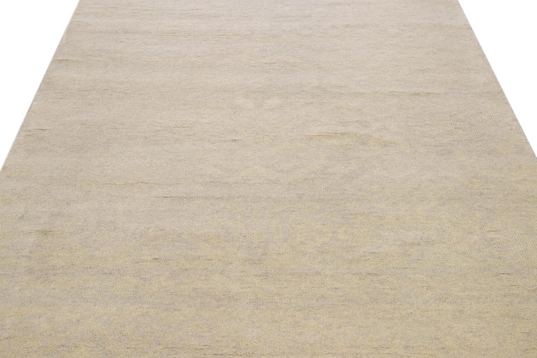 Modern Moroccan Style Handmade Seamless Beige Wool Rug For Sale at 1stDibs