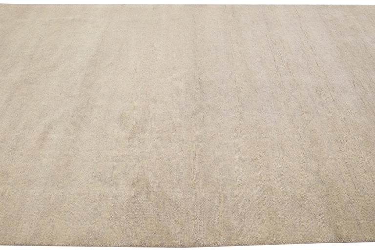 Modern Moroccan Style Handmade Seamless Beige Wool Rug For Sale at 1stDibs
