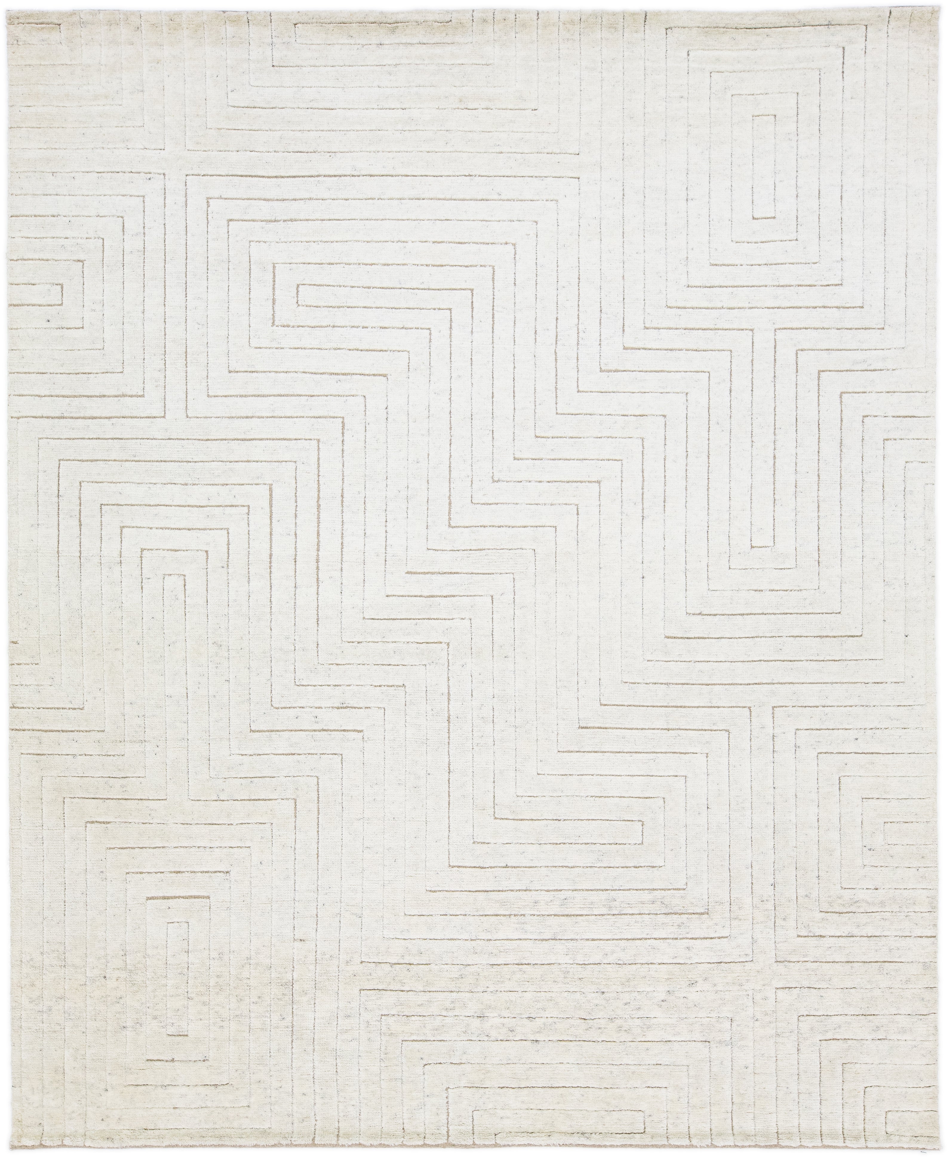 Modern Moroccan Style Wool Rug In Ivory With Seamless Pattern For Sale ...