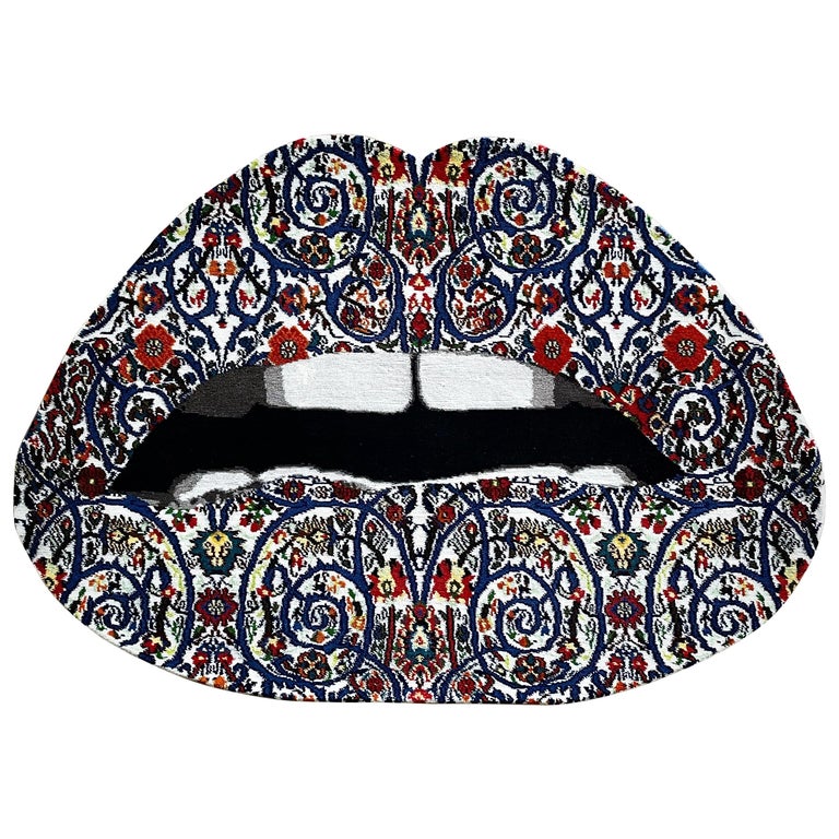 Modern Multi Colored Handwoven Accent Rug in Lip Design by Gordian Rugs ...