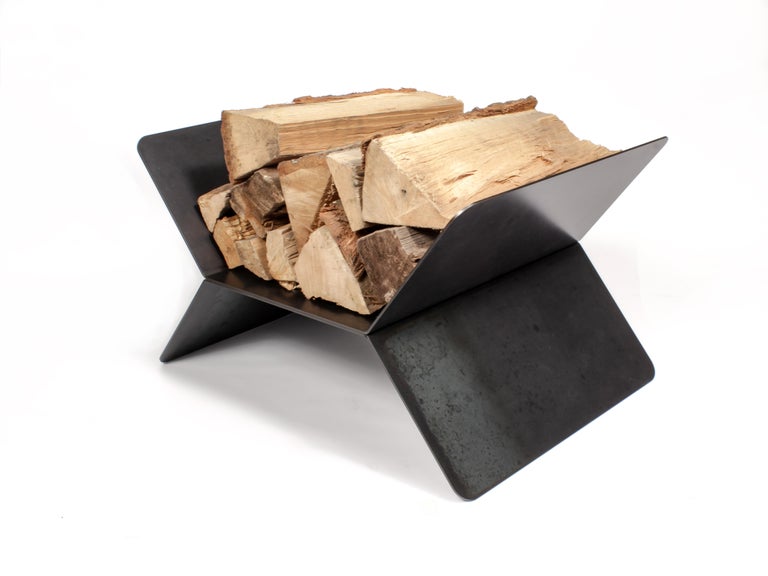 Modern Multifunctional 'X' Steel Side Table and Rack For Sale at 1stDibs