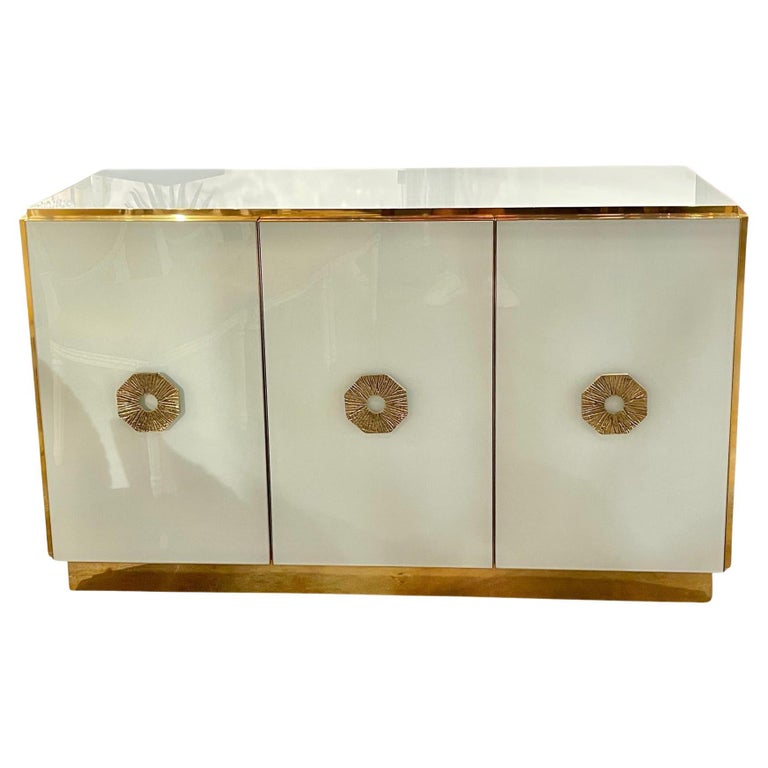 Modern Murano Glass and Brass 3 Door Buffet For Sale at 1stDibs