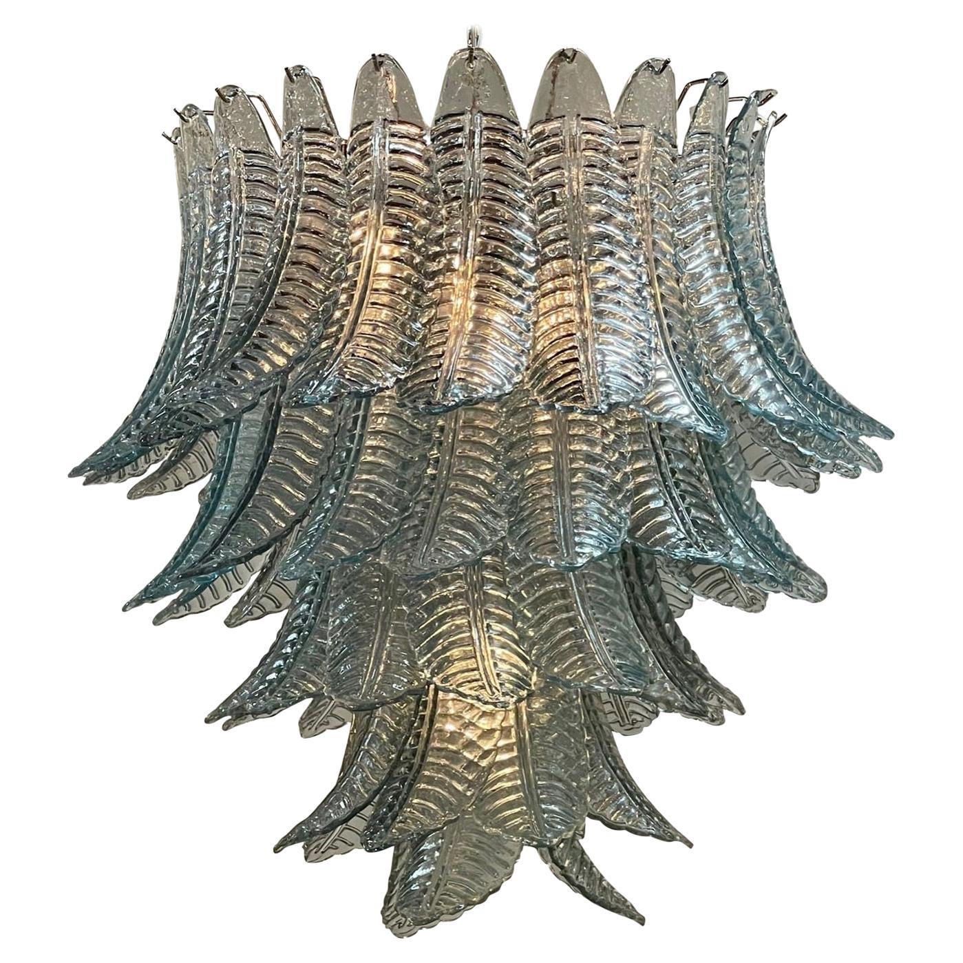 Modern Murano Glass Aqua Blue Waterfall Chandelier at 1stDibs