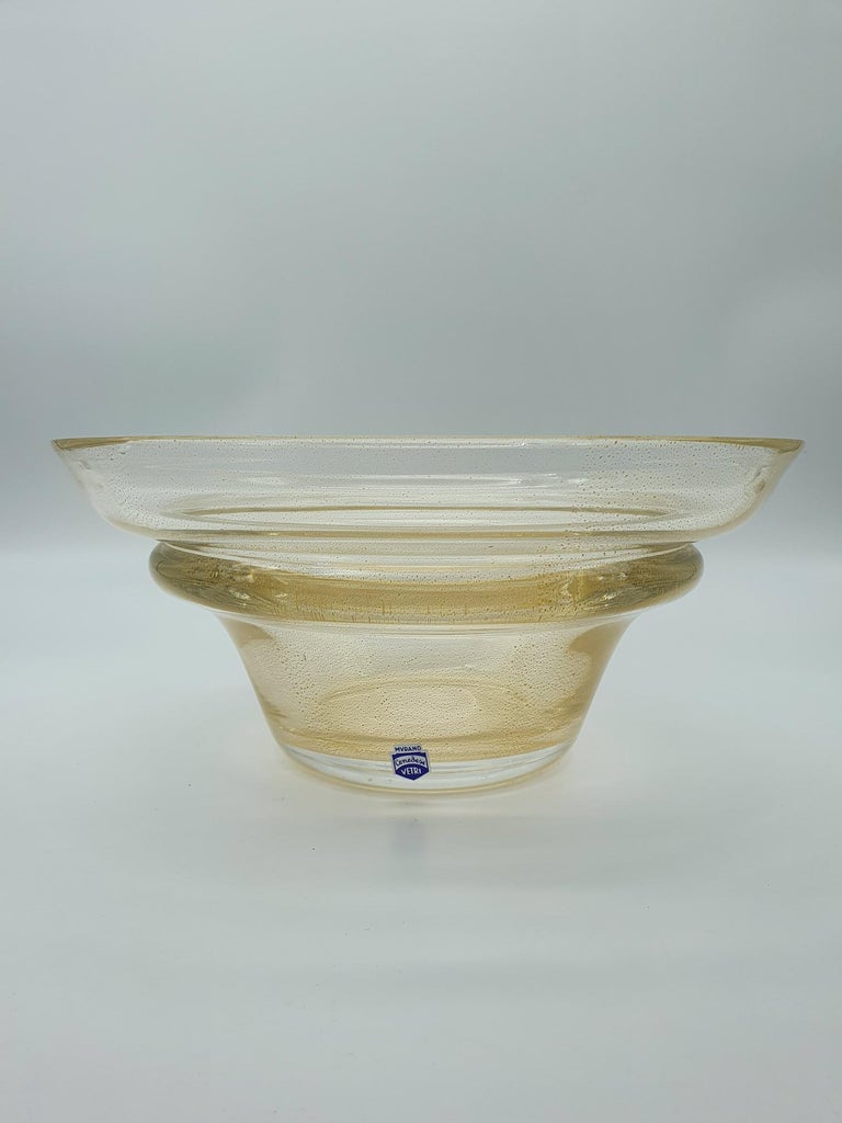 Modern Murano Glass Centerpiece in Gold Color by Cenedese, 1999 For ...
