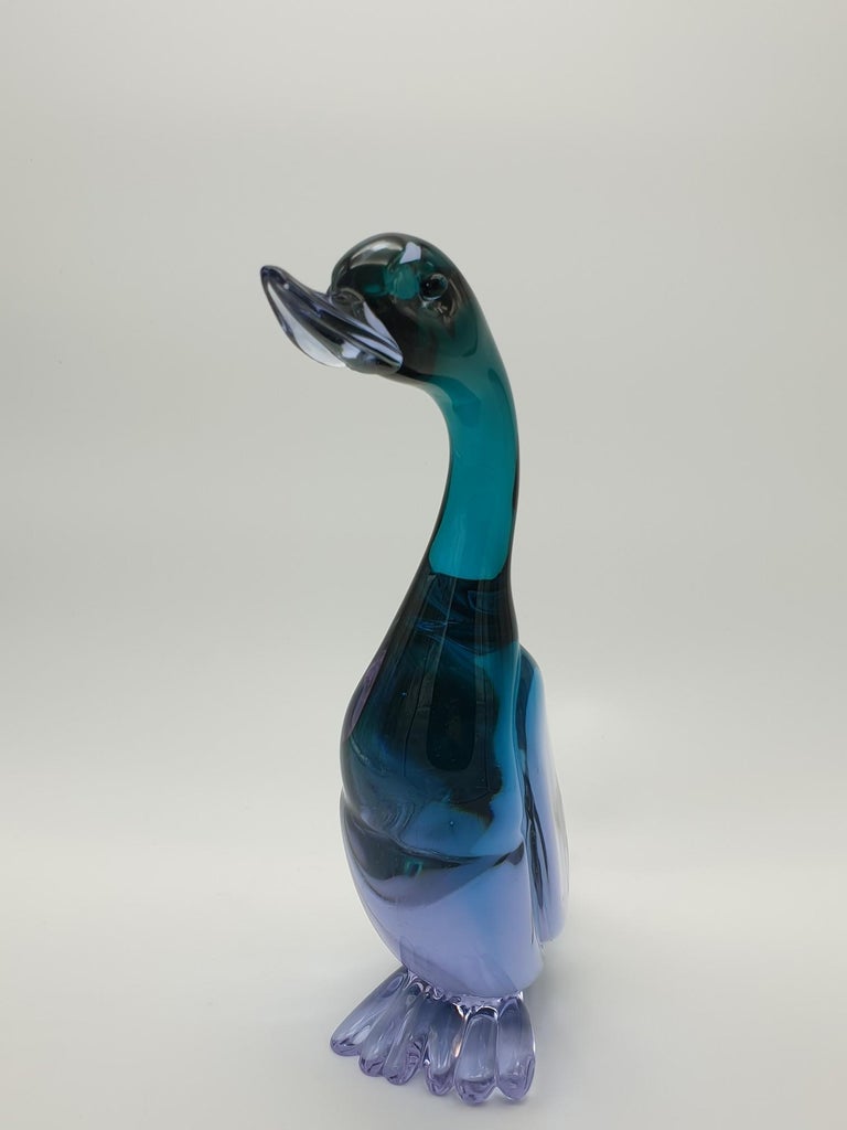 Modern Murano Glass Duck in Lavender and Green Color by Tosi for ...
