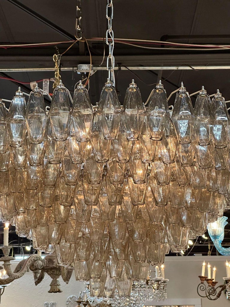 Modern Murano Glass Poliheder Chandelier in Fume Color For Sale at 1stDibs