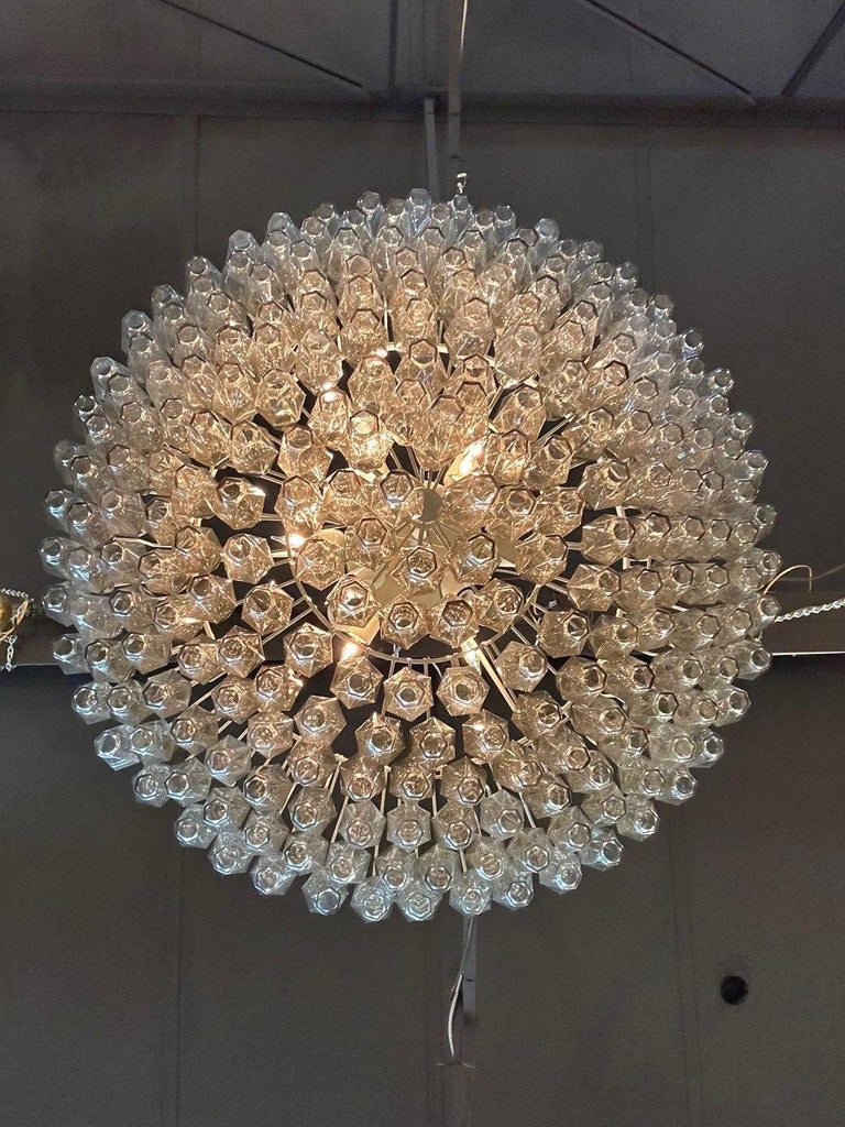 Modern Murano Glass Poliheder Chandelier in Fume Color For Sale at 1stDibs