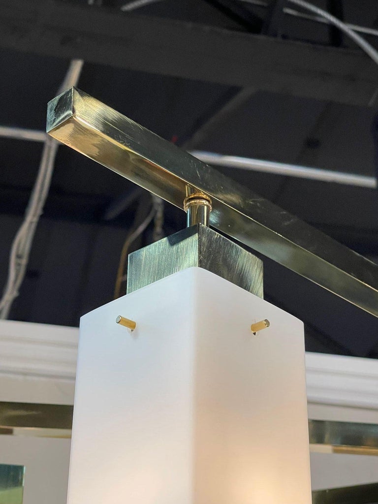 Modern Murano Square Shaped Glass and Brass Chandelier For Sale at 1stDibs