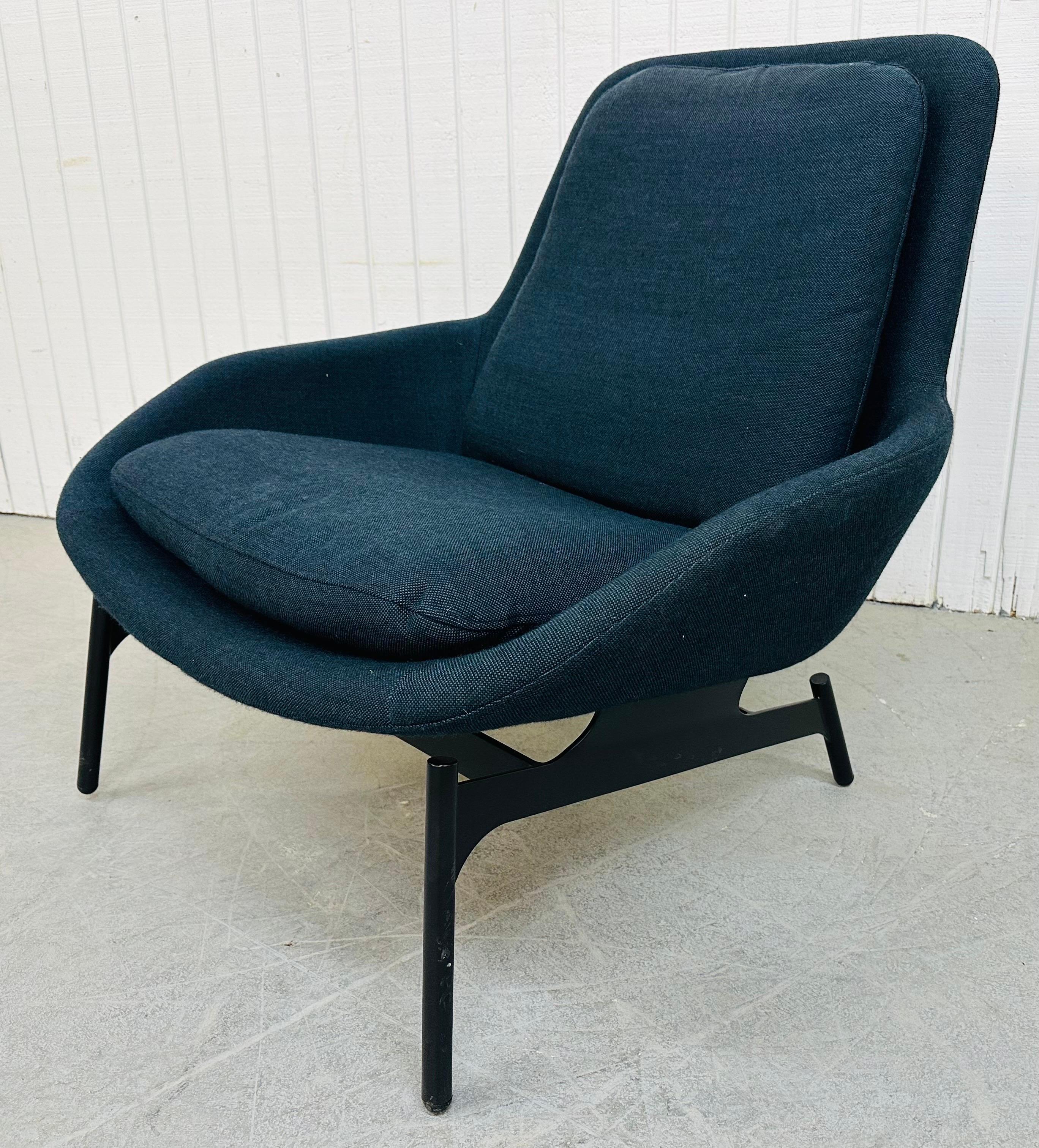 Modern Navy Blue Field Lounge Chair and Ottoman For Sale at 1stDibs