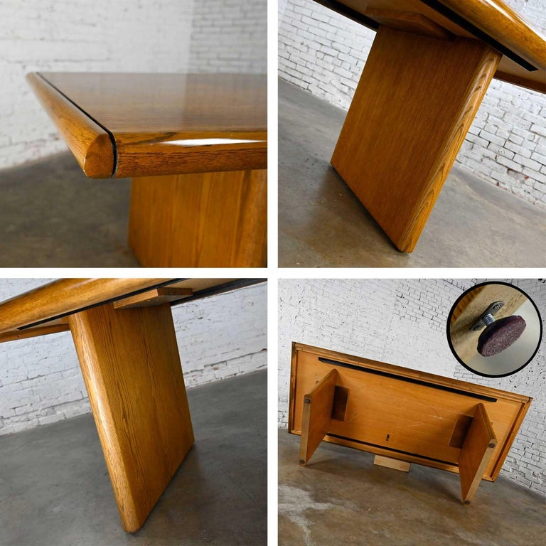 Modern Oak Large Trestle Style Dining or Conference Table Bullnose ...