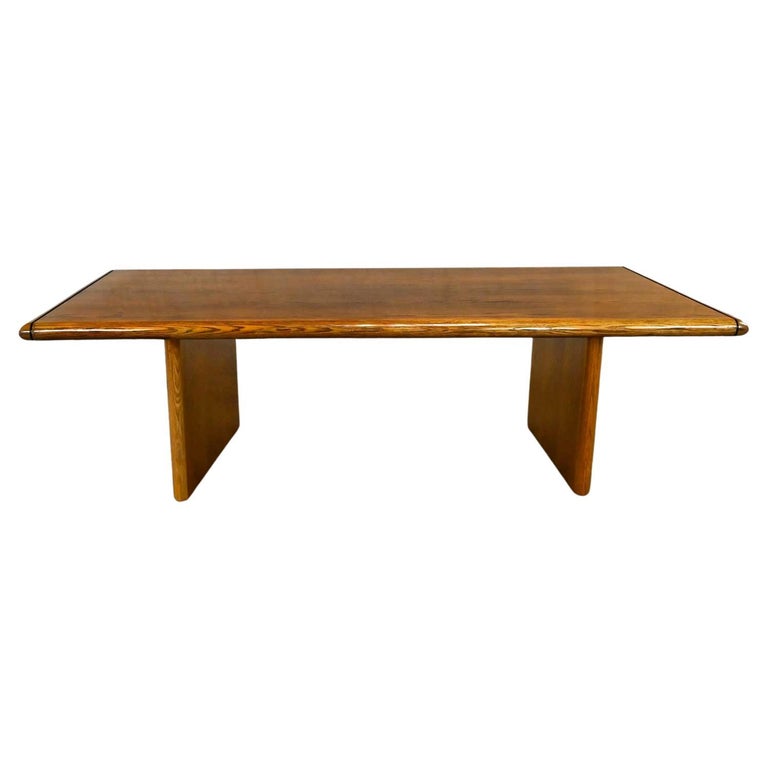 Modern Oak Large Trestle Style Dining or Conference Table Bullnose ...