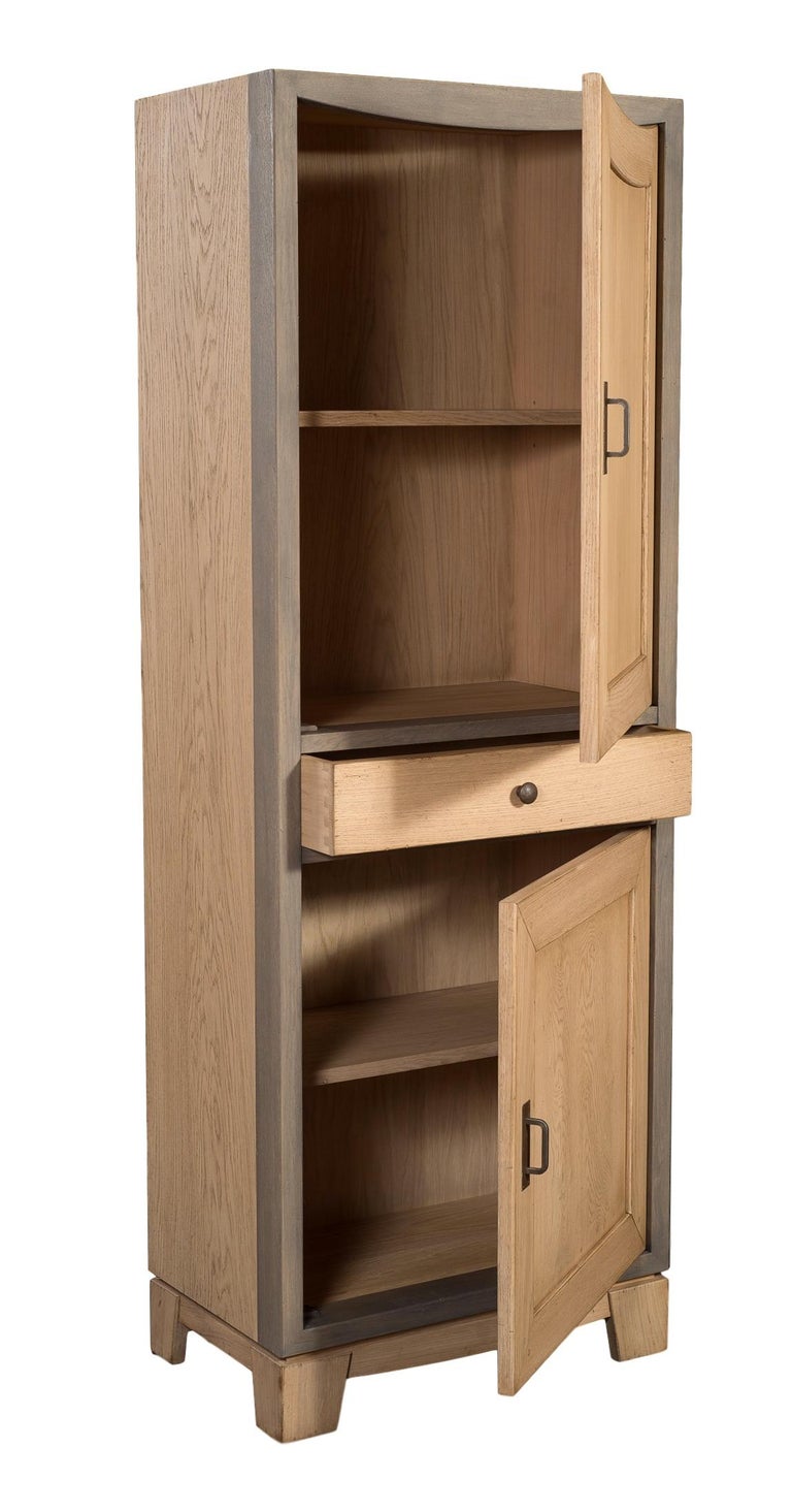 Modern Oak "Tall Man" Cabinet, Stained and Grey Lacquered For Sale at ...