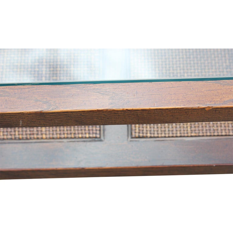 Modern Octagon or Round Walnut Coffee Table with Glass Top at 1stDibs