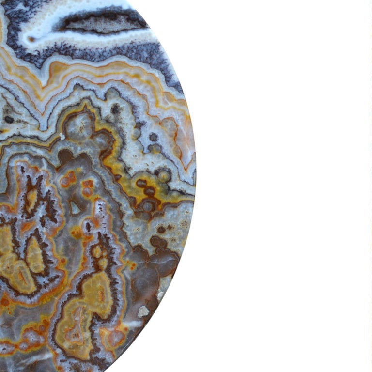 Modern Onyx Coffee Side Table Handmade Bronze Liquid Metal Surface ...