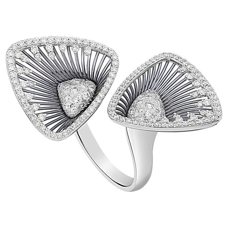 Modern Open-Top Diamond Fashion Ring in 18 Karat White Gold For Sale at ...