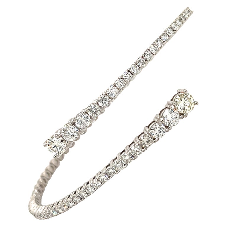 Modern Open Work Diamond Flex Fit Bangle 3.36 Ct For Sale at 1stDibs
