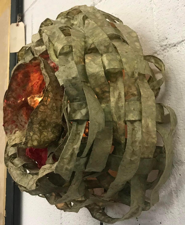 Modern Organic Handwoven Paper Wall Light For Sale at 1stDibs