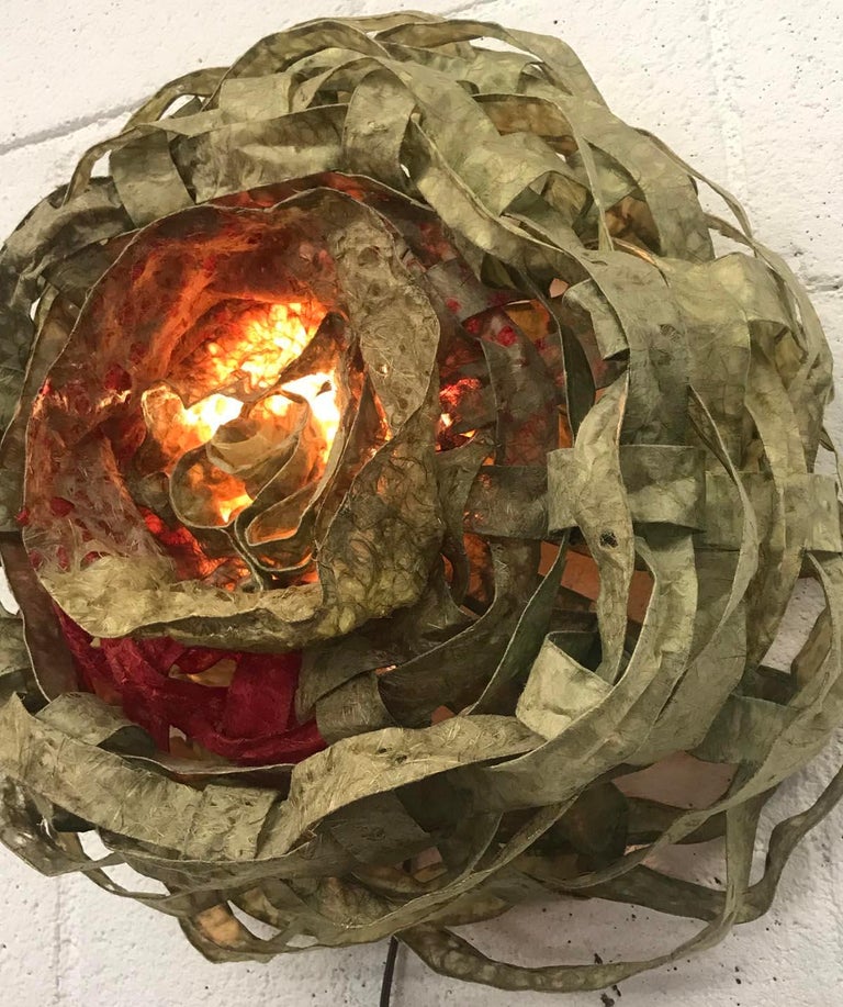 Modern Organic Handwoven Paper Wall Light For Sale at 1stDibs