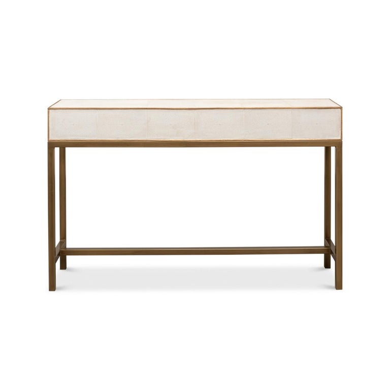 Modern Osprey White Leather Wrapped Console For Sale at 1stDibs