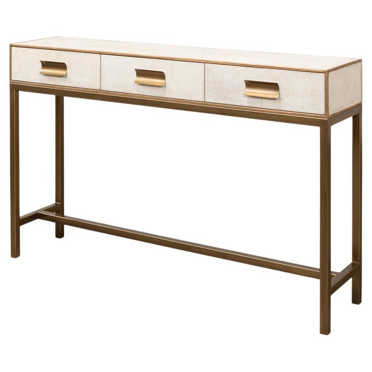Modern Osprey White Leather Wrapped Console For Sale at 1stDibs