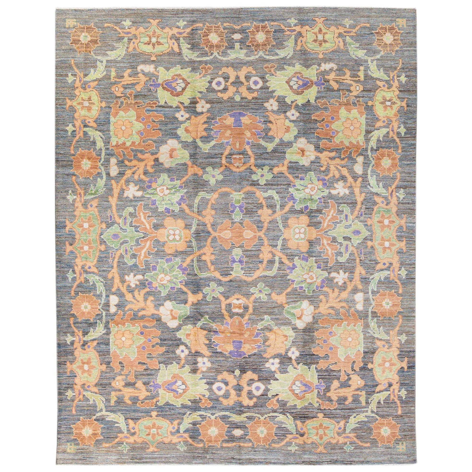 Modern Oushak Handmade Floral Designed Multicolor Wool Rug For Sale at ...