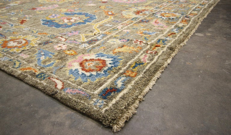 Modern Oushak Style Rug with Bright Colors, Contemporary Oushak Rug at ...