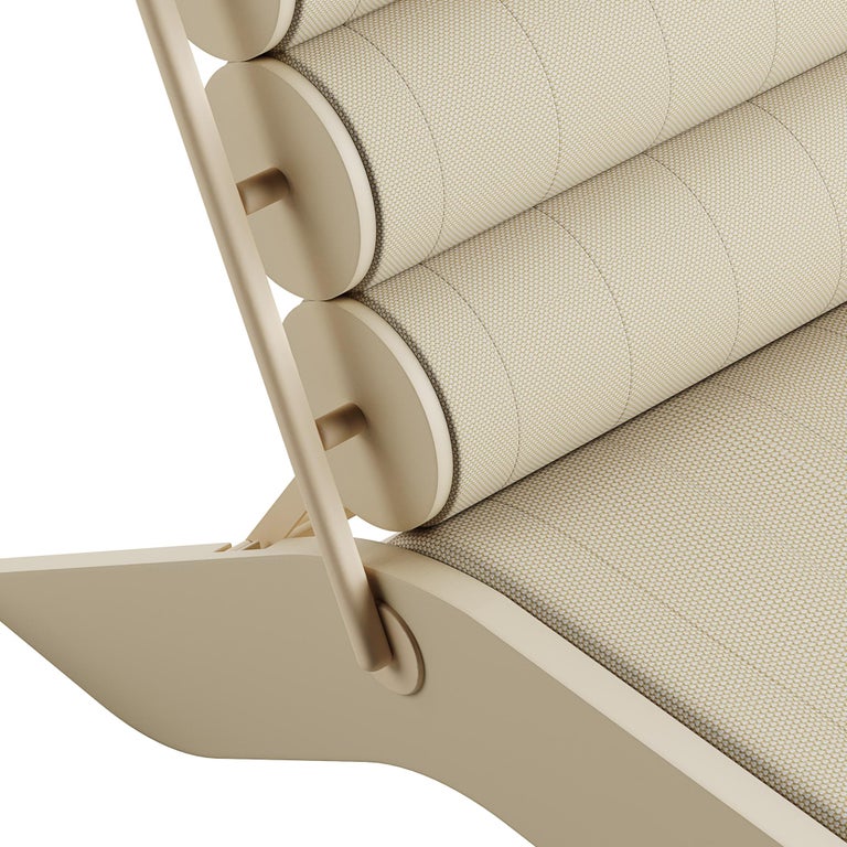 Modern Outdoor Reclining Daybed Sun Lounger Upholstered Beige Stripes ...