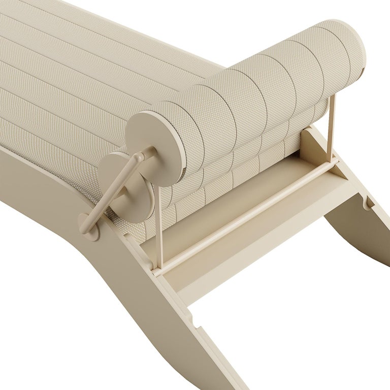 Modern Outdoor Reclining Daybed Sun Lounger Upholstered Beige Stripes ...