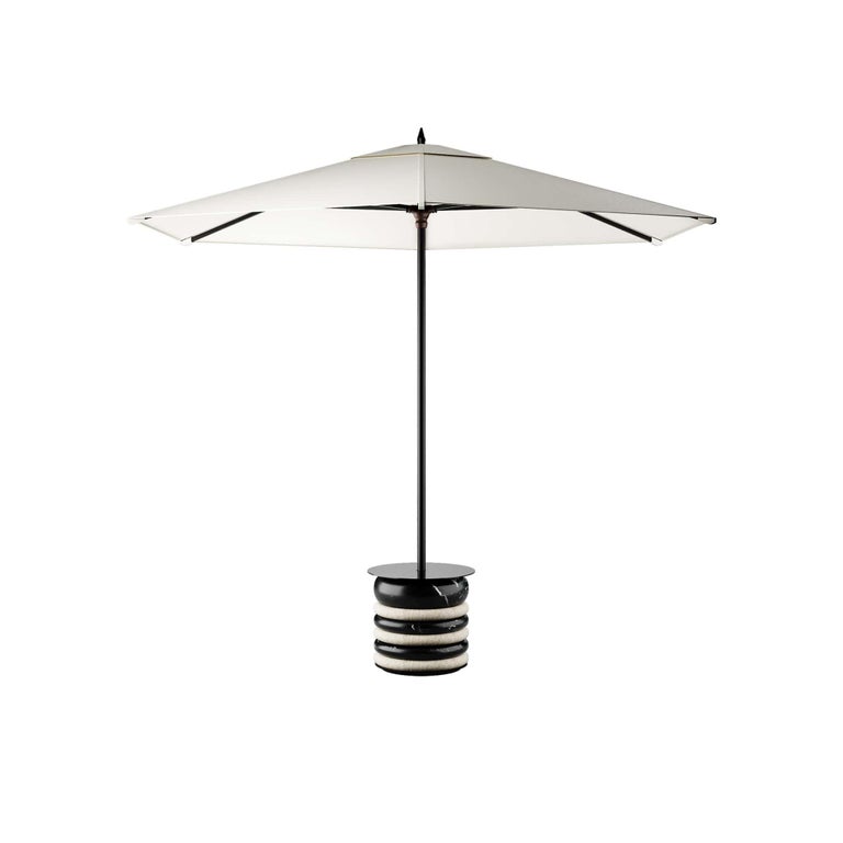 Modern Outdoor Side Table Parasol Base Nero Marquina Marble and ...