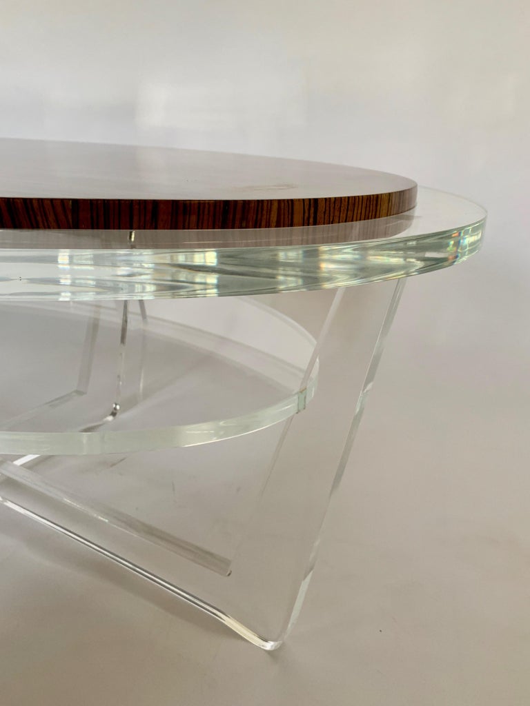 Modern Oval Acrylic And Zebra Wood Cocktail Table . In Stock For Sale ...