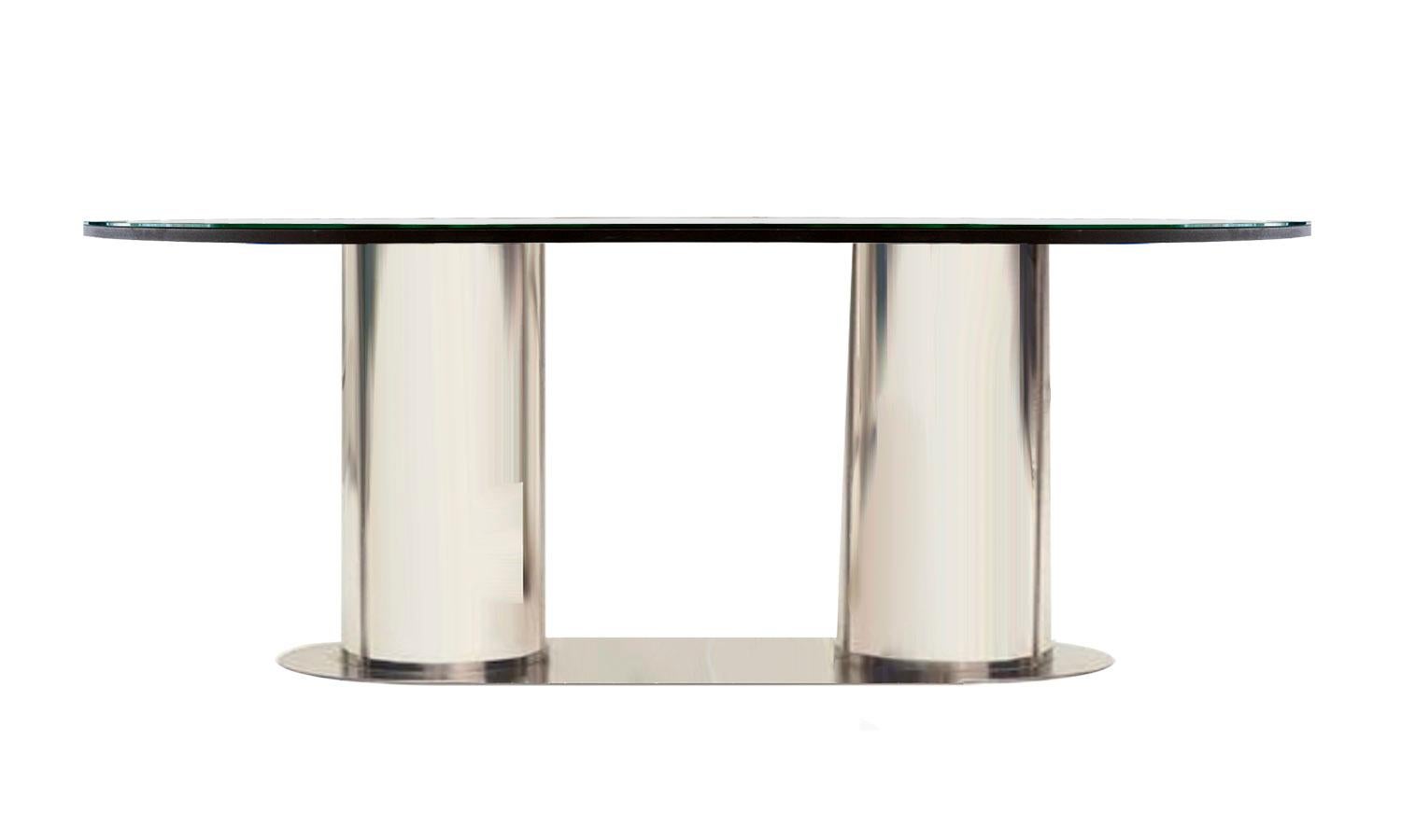 Modern Oval Dining Table Stainless Steel and Mirror Top Aspen For Sale ...