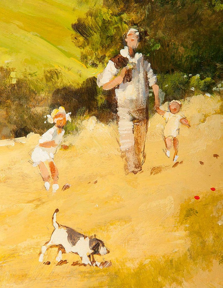 Modern Painting of an English Meadow Landscape, John Haskins, Late 20th ...