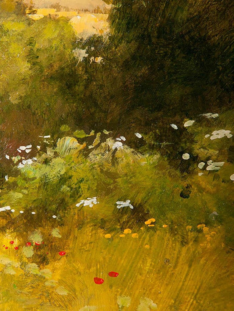 Modern Painting of an English Meadow Landscape, John Haskins, Late 20th ...