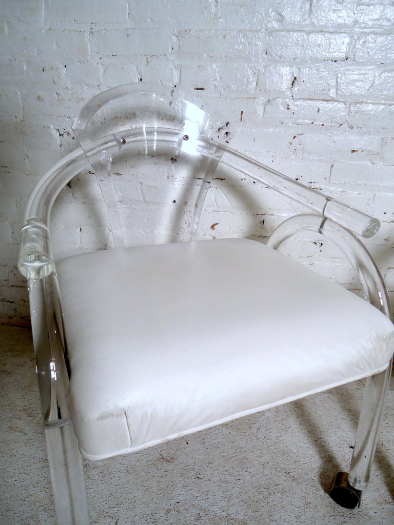 Modern Pair of Lucite Rolling Chairs at 1stDibs | acrylic chair with ...