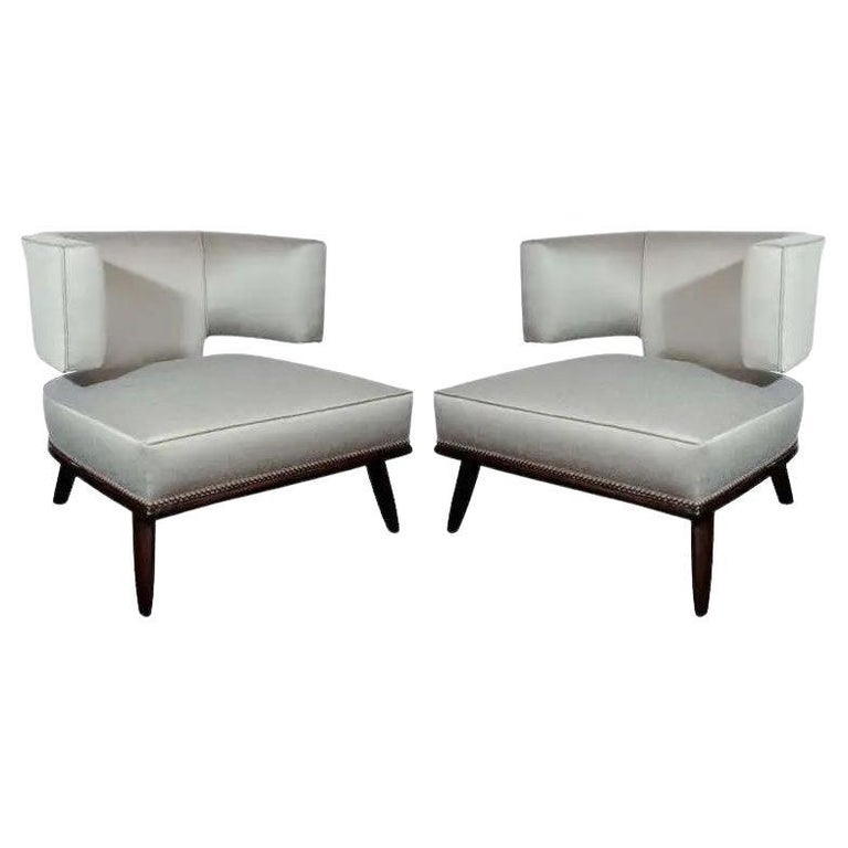 Modern Pair of Stylized Klismos Lounge Chairs For Sale at 1stDibs
